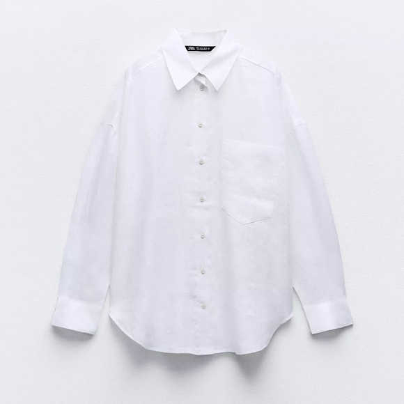 Zara | Tops | Zara Basic 0 Linen Shirt White | Poshmark